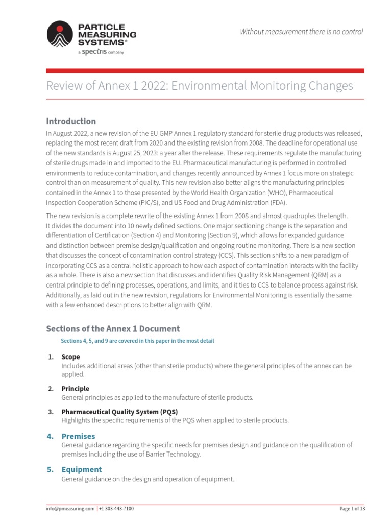 Annex 1 2022-10 PDF | PDF | Environmental Monitoring