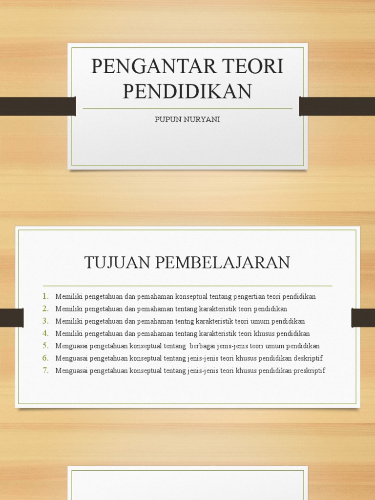 Pengantar Teori Pendidikan | PDF