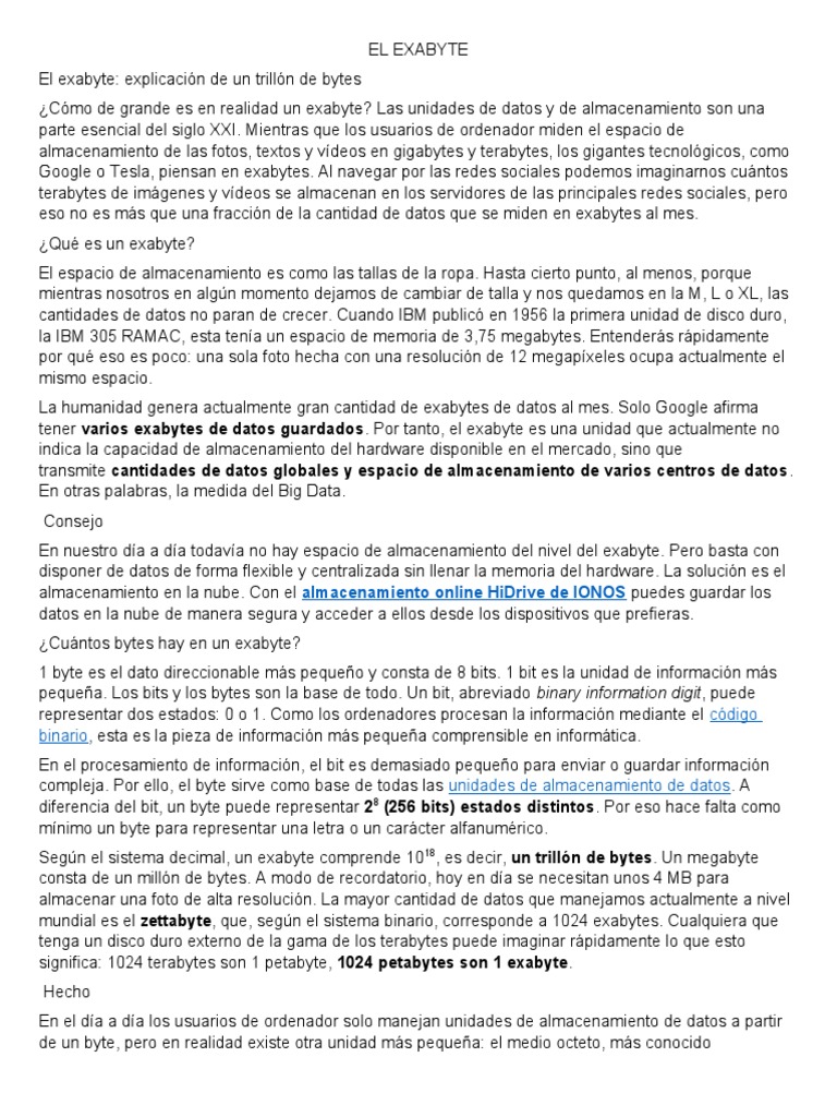 El Exabyte | PDF | Byte | Poco