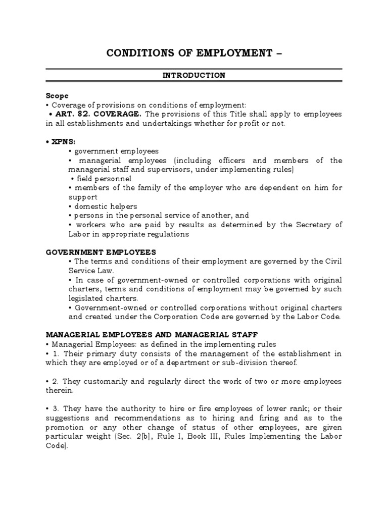 Conditions of Employment | PDF | Employment | Working Time