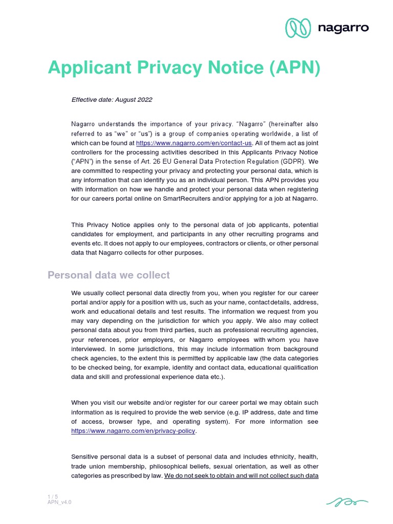 Applicant Privacy Notice-EN | PDF | Privacy | Information Privacy