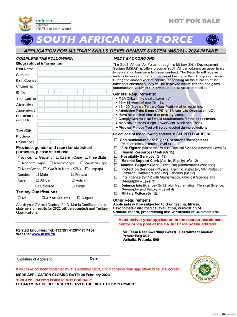 SA Air Force MSDS General Application 2023 | PDF