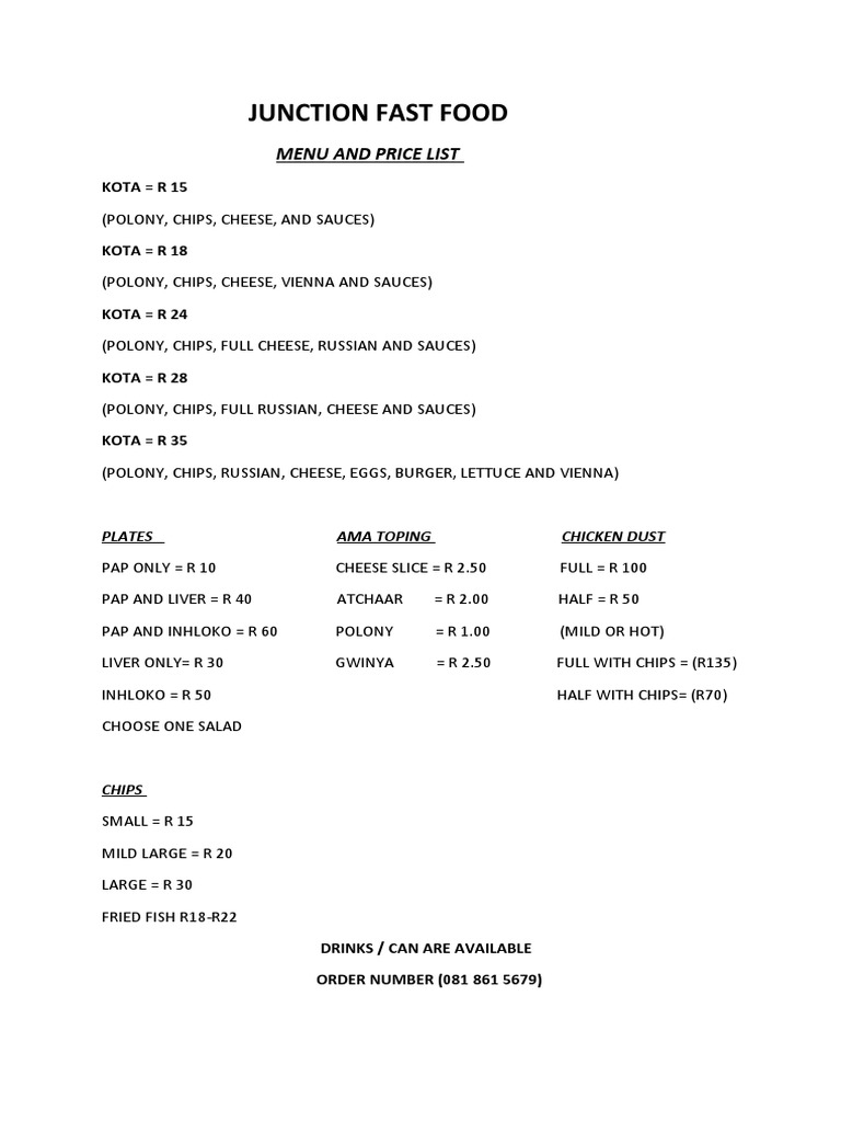 Junction Fast Food | PDF