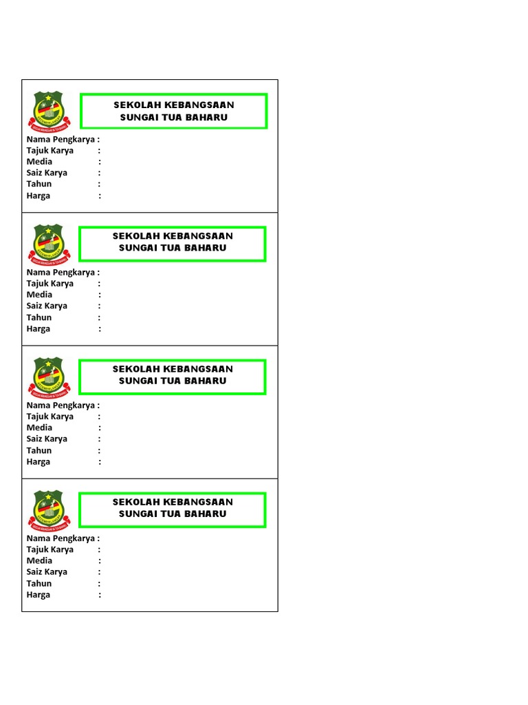 Label Karya Pameran Murid | PDF