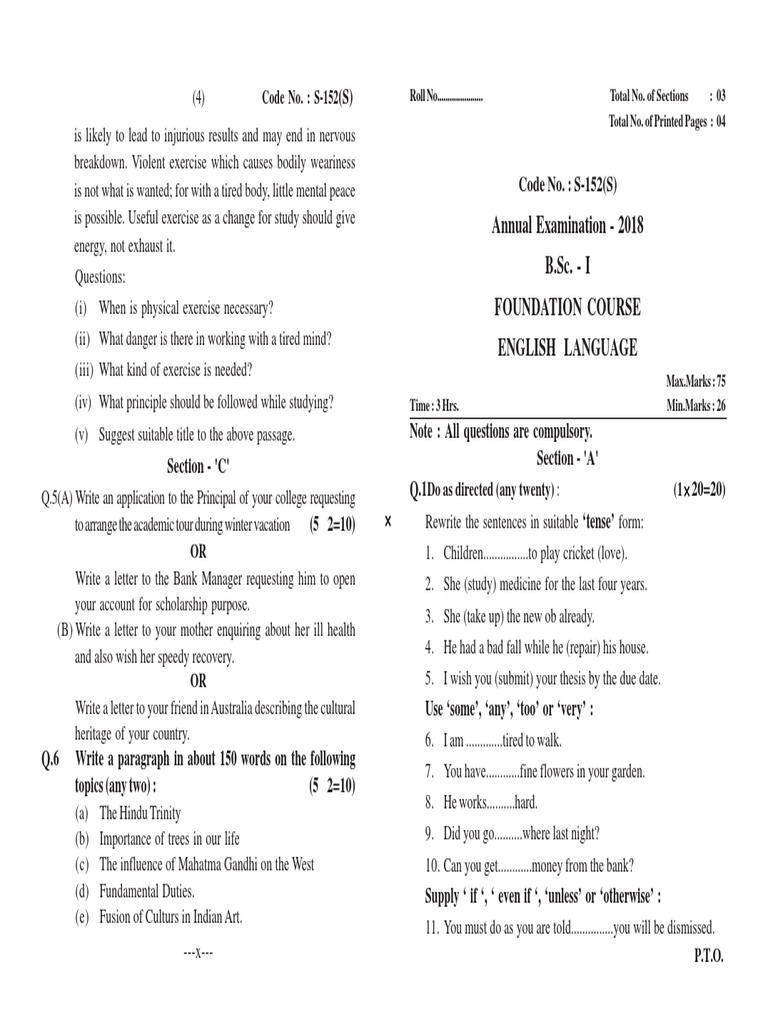 English Language Exam Guidelines | PDF | Linguistics