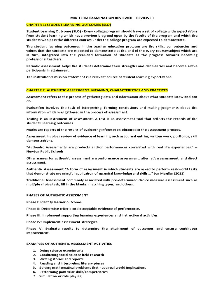 Reviewer - PROF ED 8 | PDF | Educational Assessment | Rubric (Academic)