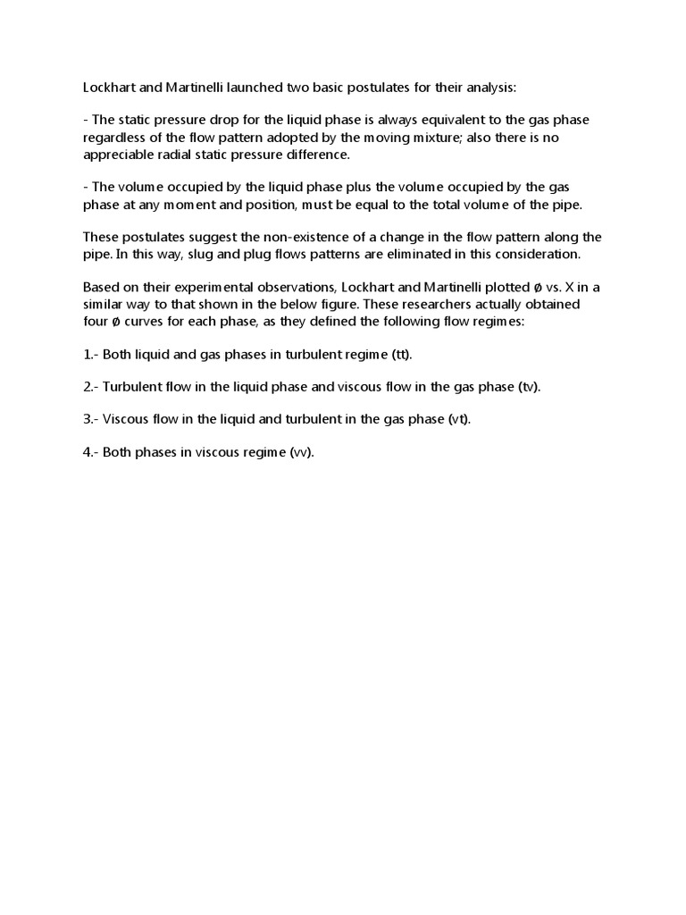 Lockhart and Martinelli Launched Two Basic Postulates For Their | PDF ...