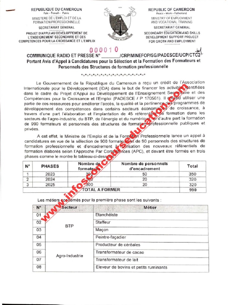 Recrutement Minefop PDF | PDF