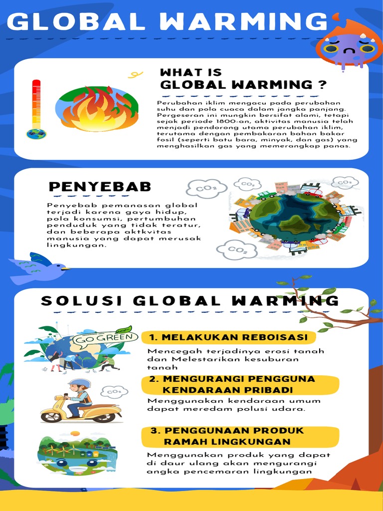 Global Warming Infographic With Earth Character PDF | PDF | Teknologi ...