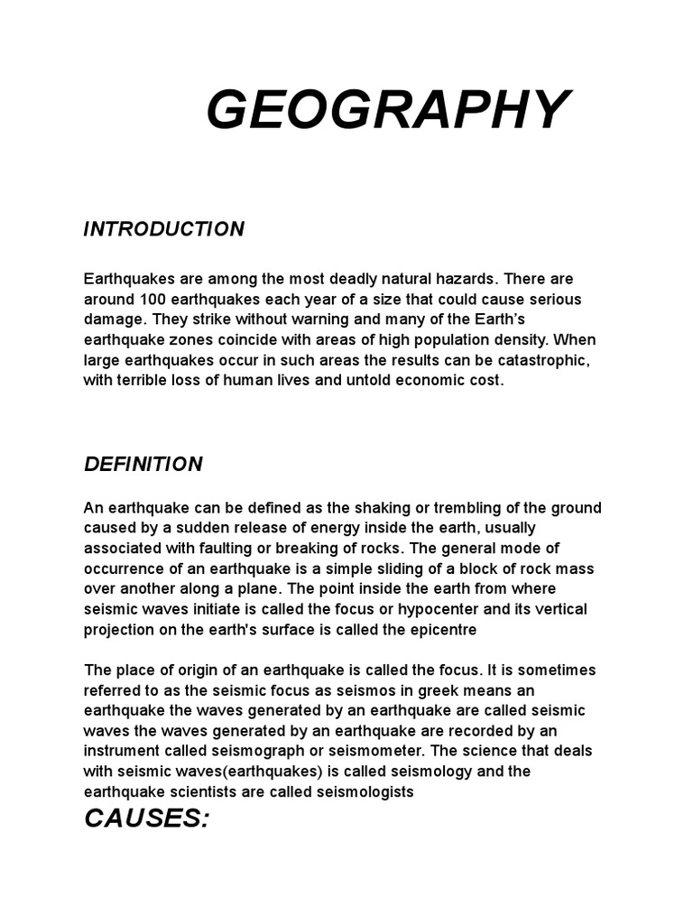Geography PDF | Download Free PDF | Earthquakes | Seismology