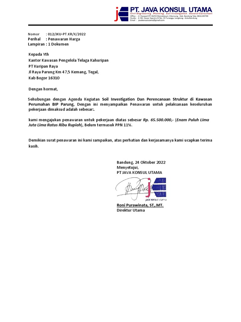 02 Surat Penawaran Bip Parung PDF | PDF