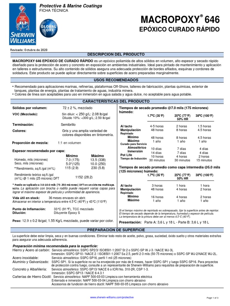 Macropoxy 646 Global Core Esp Arg 10 2020 | PDF | Acero | Agua