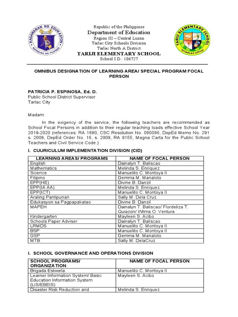 Omnibus Designation | PDF