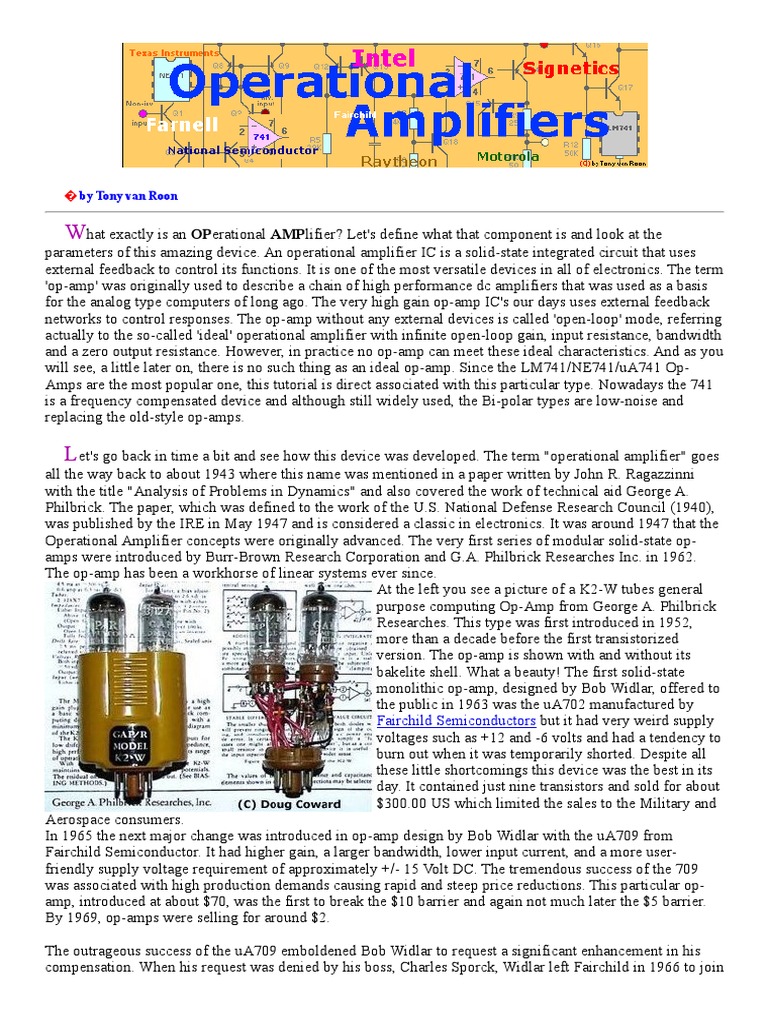 741 Op-Amp Tutorial, Op-Amps, Operational Amplifier | PDF | Operational Amplifier | Amplifier