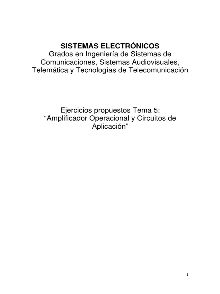 Ejercicios Tema 5 | PDF | Amplificador operacional | Amplificador