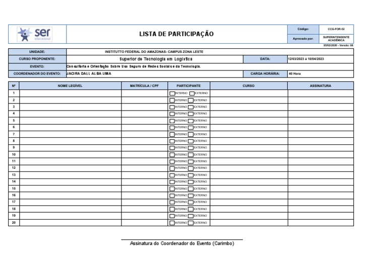 Ccg-For-52 - Lista de Participação | PDF