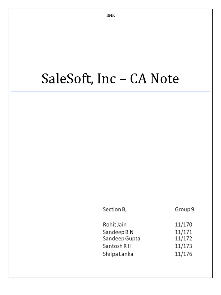 Salesoft, Inc - Ca Note | PDF | Brand | Sales
