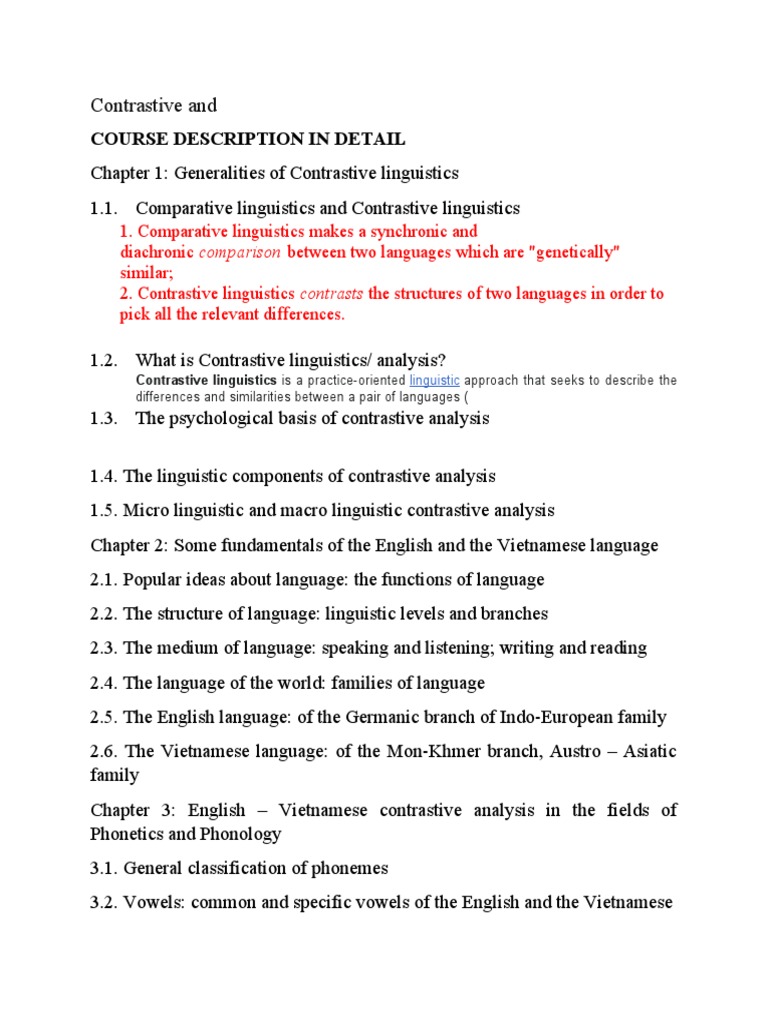 Contrastive Linguistics | PDF | Linguistics | English Language