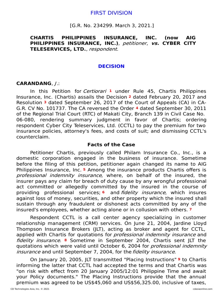 Chartis Philippines Insurance Inc. v. Cyber20211206-12-5nzwjy | PDF ...