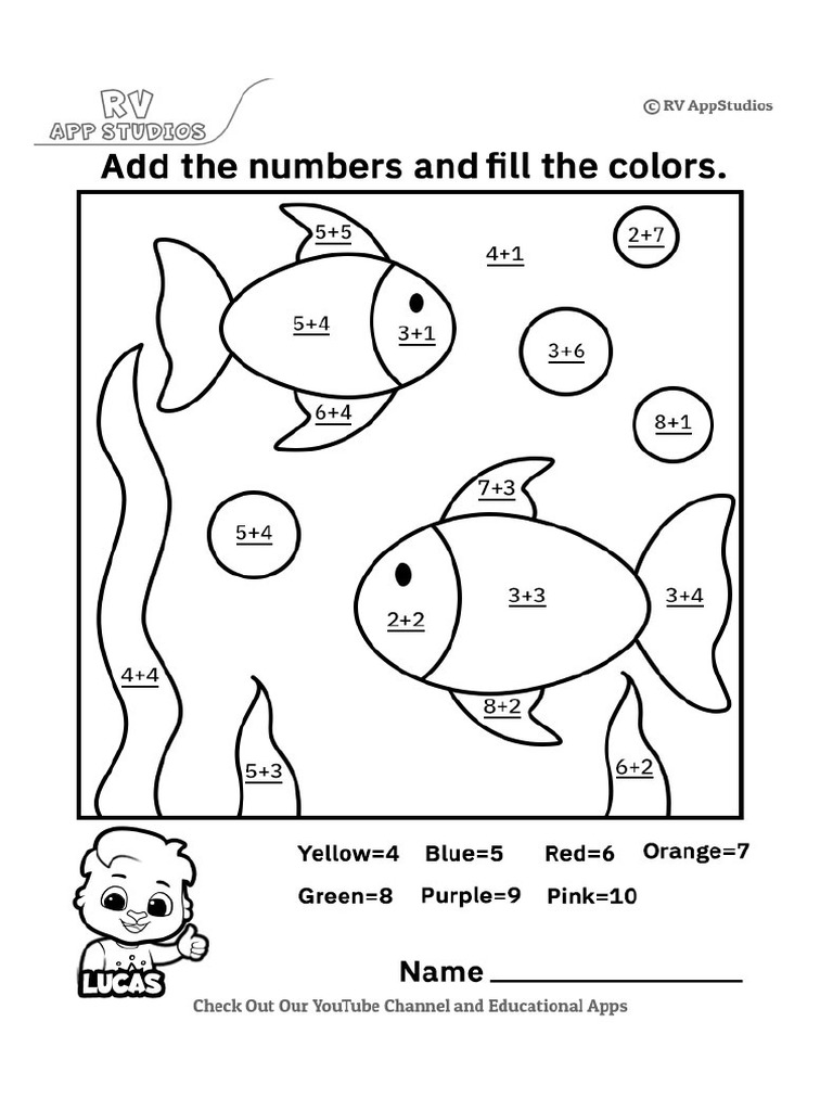 146 Free Printable Worksheets For Kids Color by Addition Worksheet ...