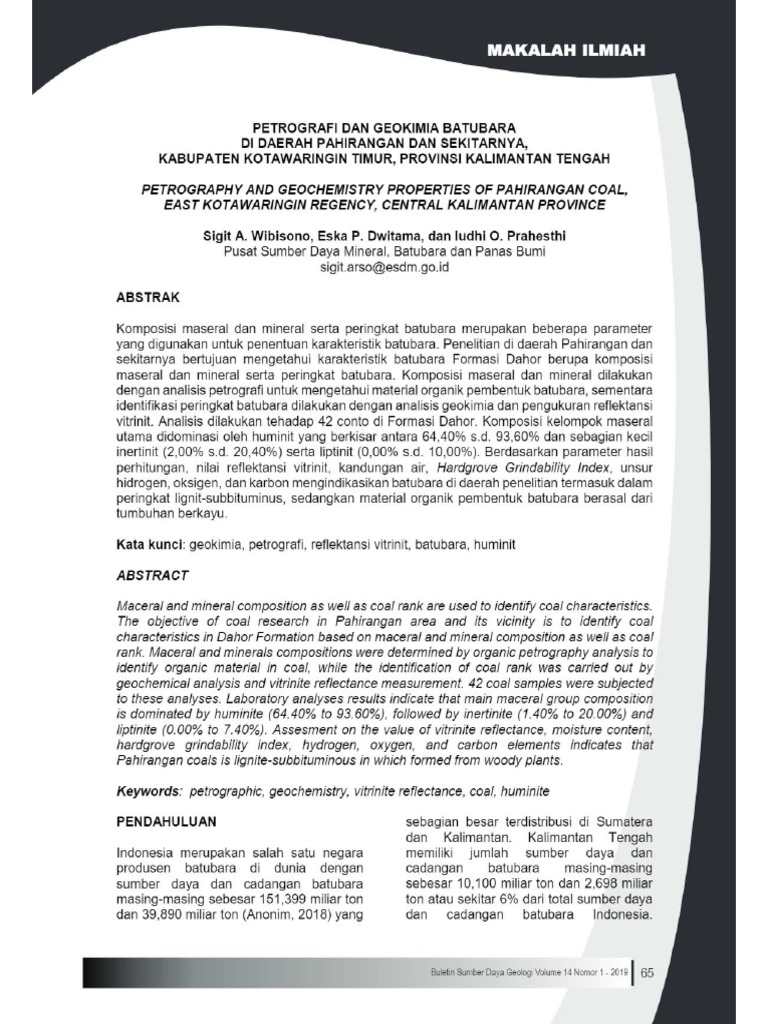Petrografi Dan Geokimia Batubara Di Dae PDF | PDF