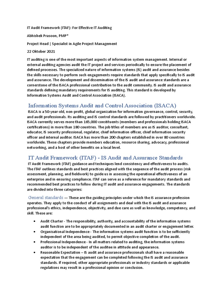 Itaf | PDF | Audit | Risk