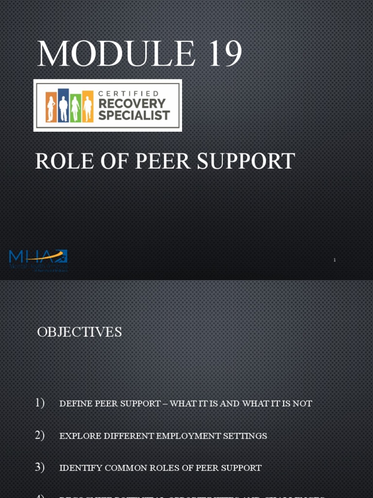 Module 19 Role of Peer Support | PDF | Mental Disorder | World Wide Web