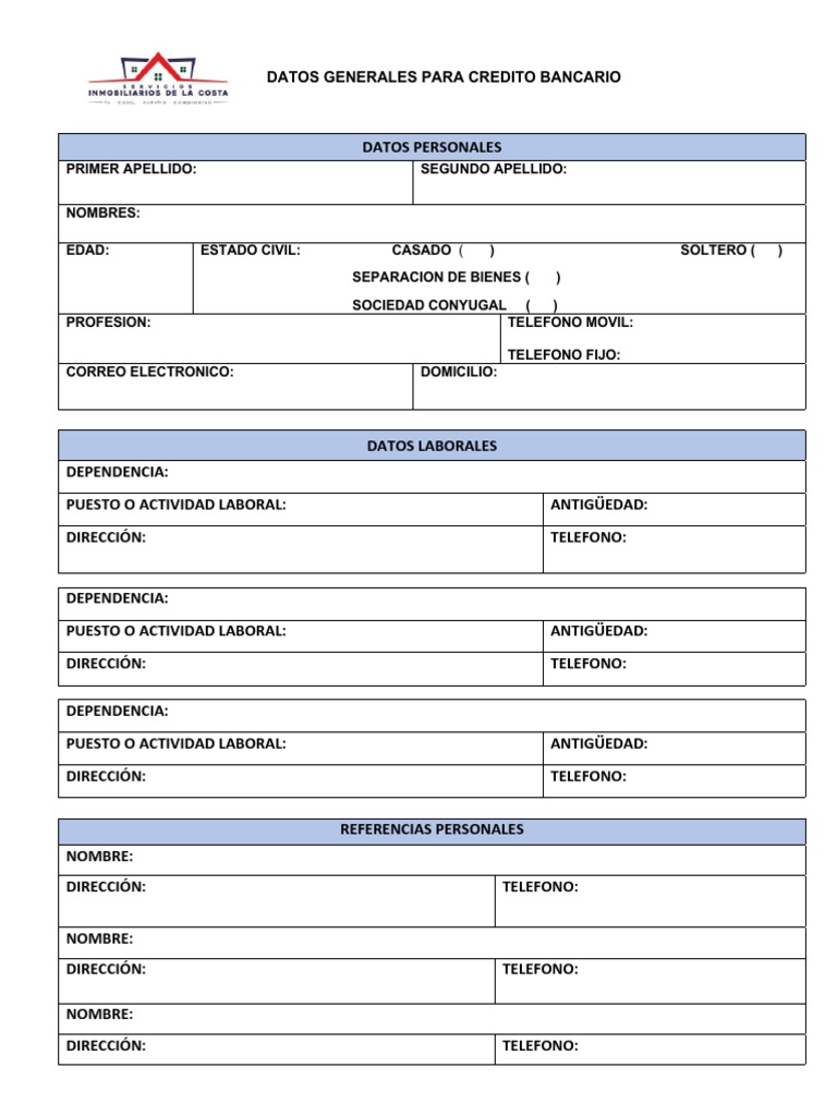 FORMATO GENERALES BANCO | PDF