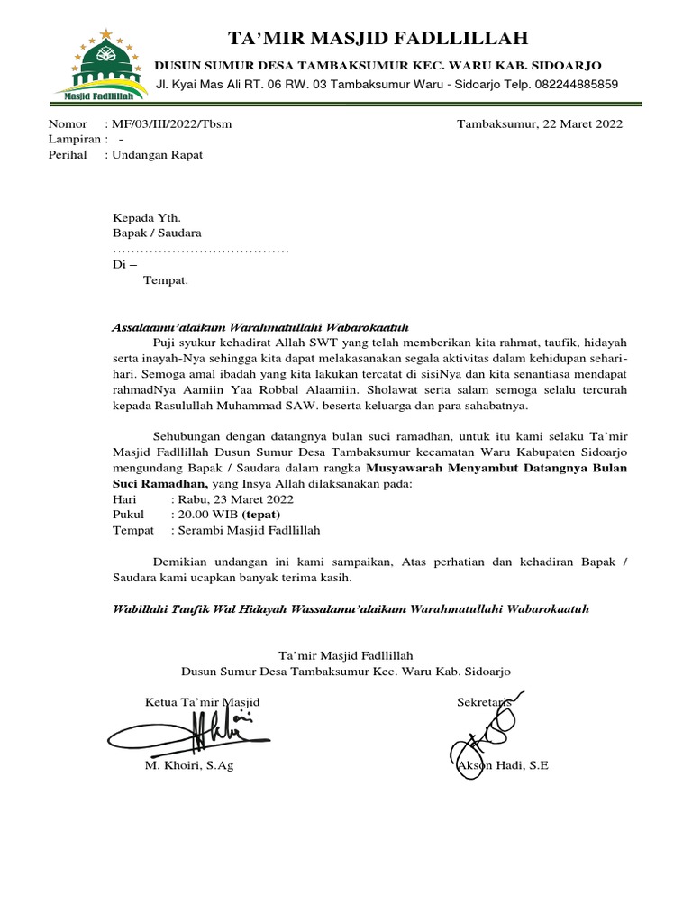 Undangan Rapat 230322 | PDF