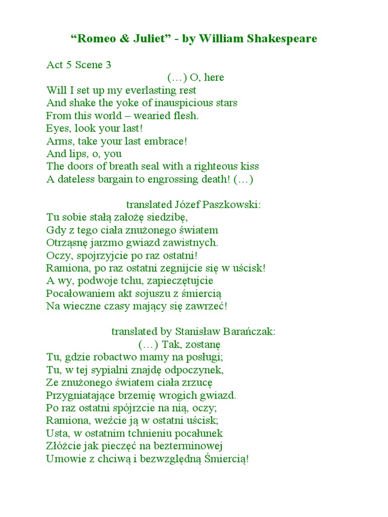 Szekspir - Romeo & Juliet Translation | PDF