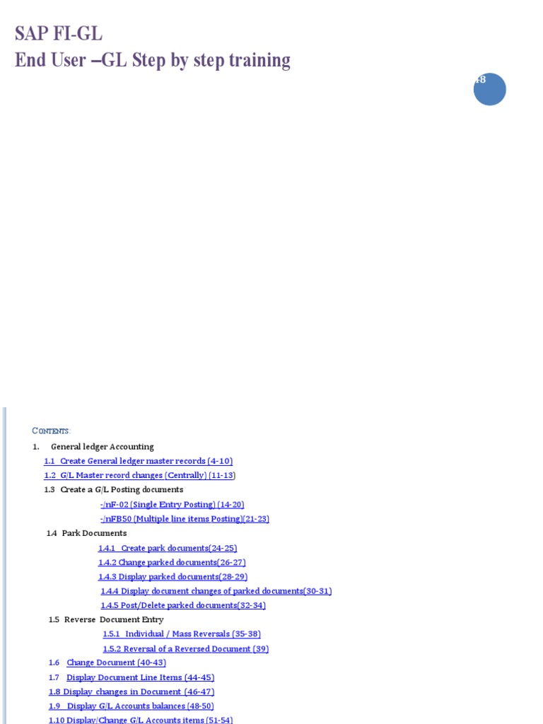 Sap Fi GL Enduser Step by Step Material | PDF | Graphical User ...