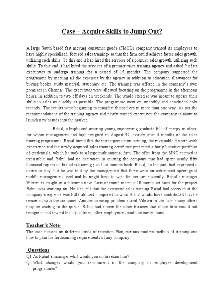 Training Case Study: Retention Challenges | PDF | Business | Economies