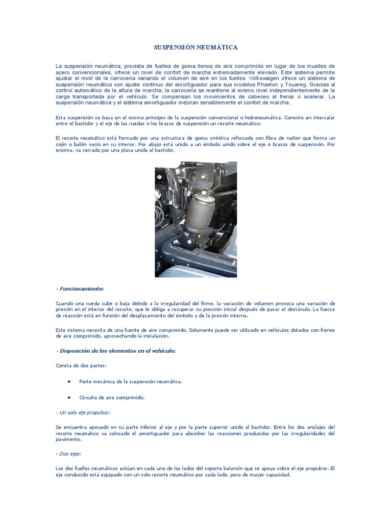 Funcionamiento de la Suspensión Neumática | PDF | Bomba | Eje