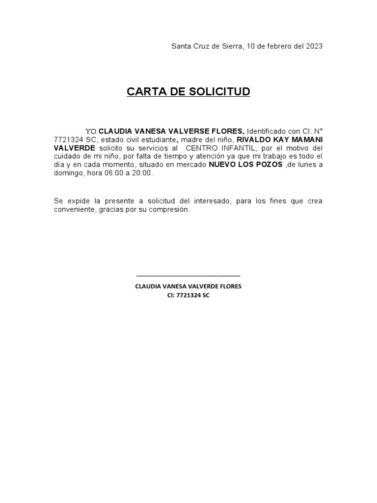 Carta de Solicitud | PDF