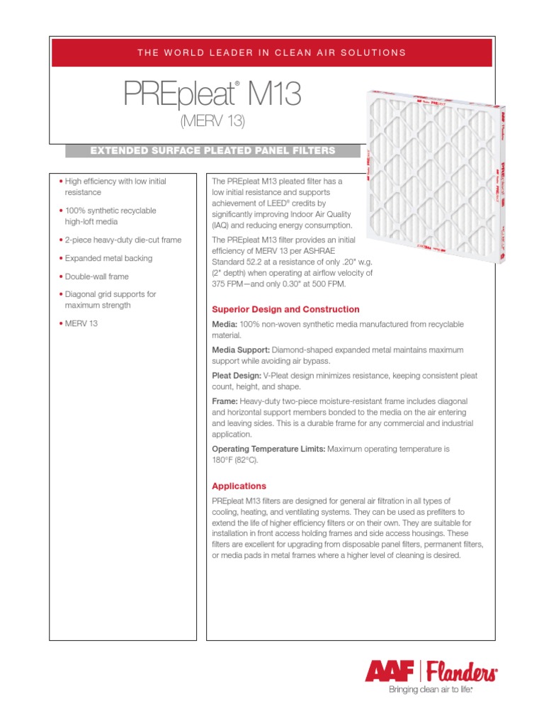 PrePleat M13 - Prod - Mark - SHT - AFP 1 384 PDF | PDF | Filtration ...