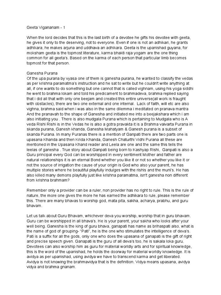Ganesha Geeta - Episode 1 PDF | Download Free PDF | Bhagavad Gita | Puranas