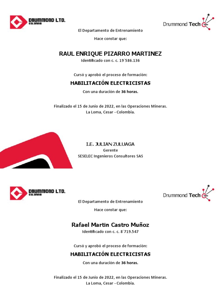 Certificados DLTD DTECH | PDF | Colombia