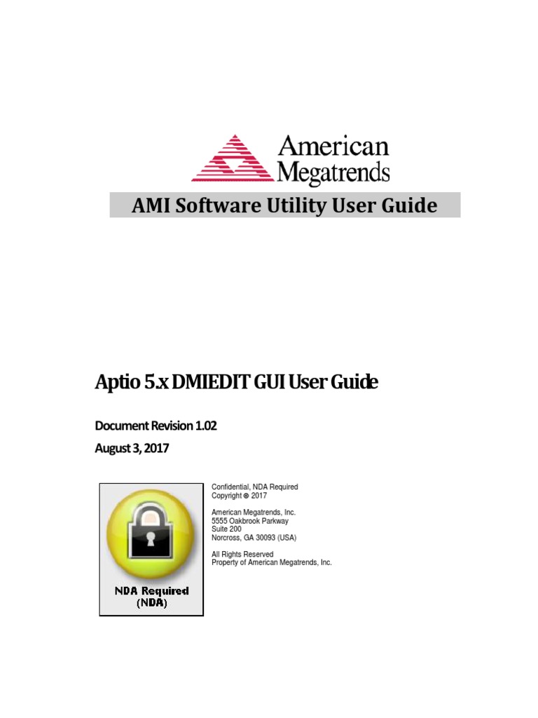 AMI Aptio 5.x DMIEDIT GUI User Guide NDA | PDF | Microsoft Windows ...