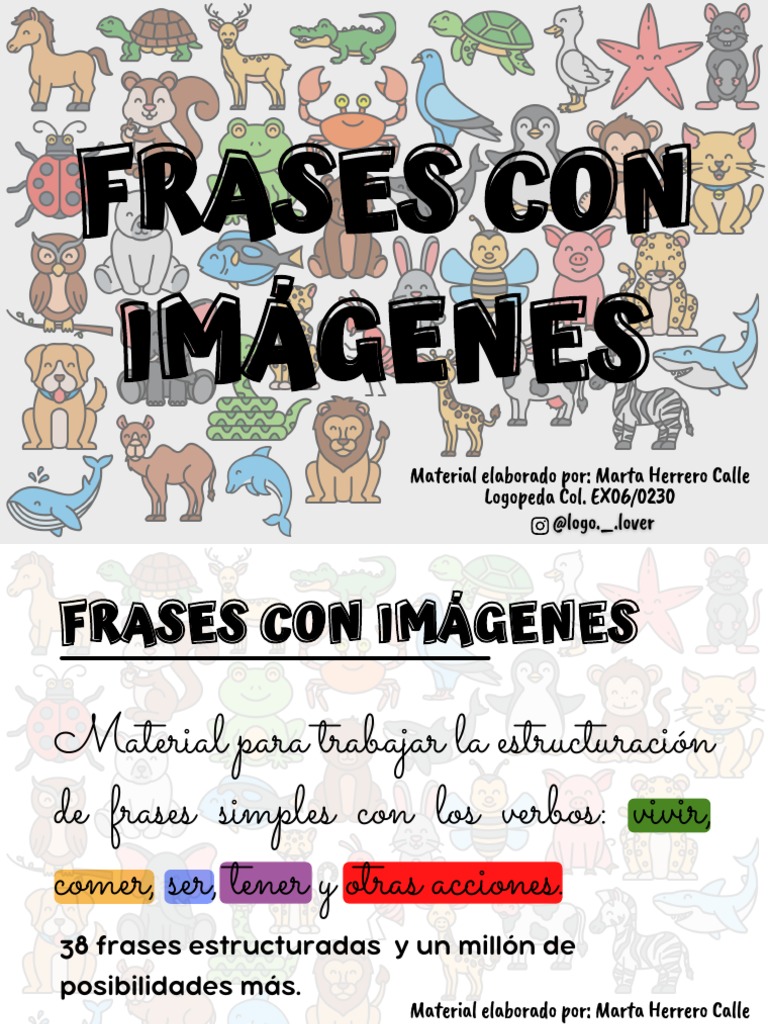 CUADERNO Frases Con Im - Genes de Animales PDF | PDF | Estudios de idiomas extranjeros | Hogar ...