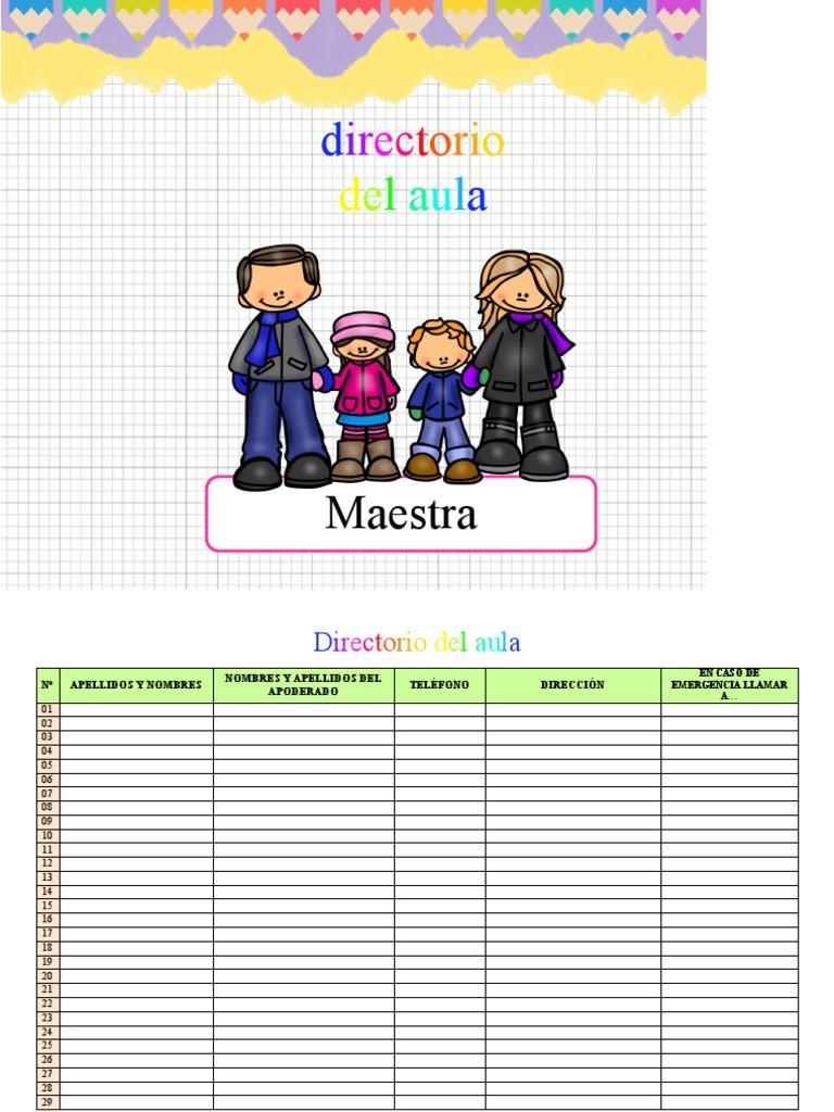 Directorio Escolar del Aula | PDF