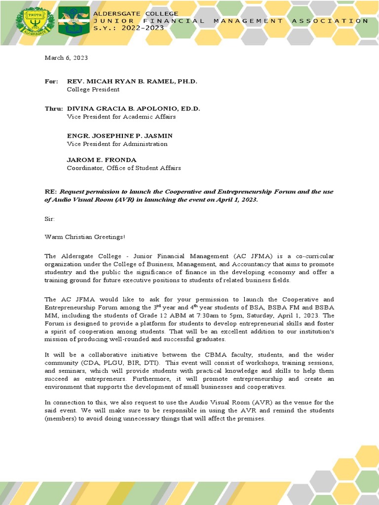 Letter Cooperative and Entrepreneurship Forum | PDF | Small And Medium ...