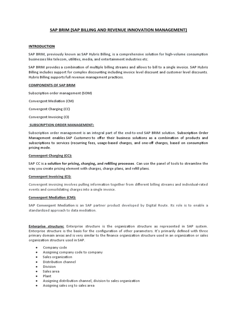 SAP BRIM - Billing and Revenue Innovation Management | PDF ...