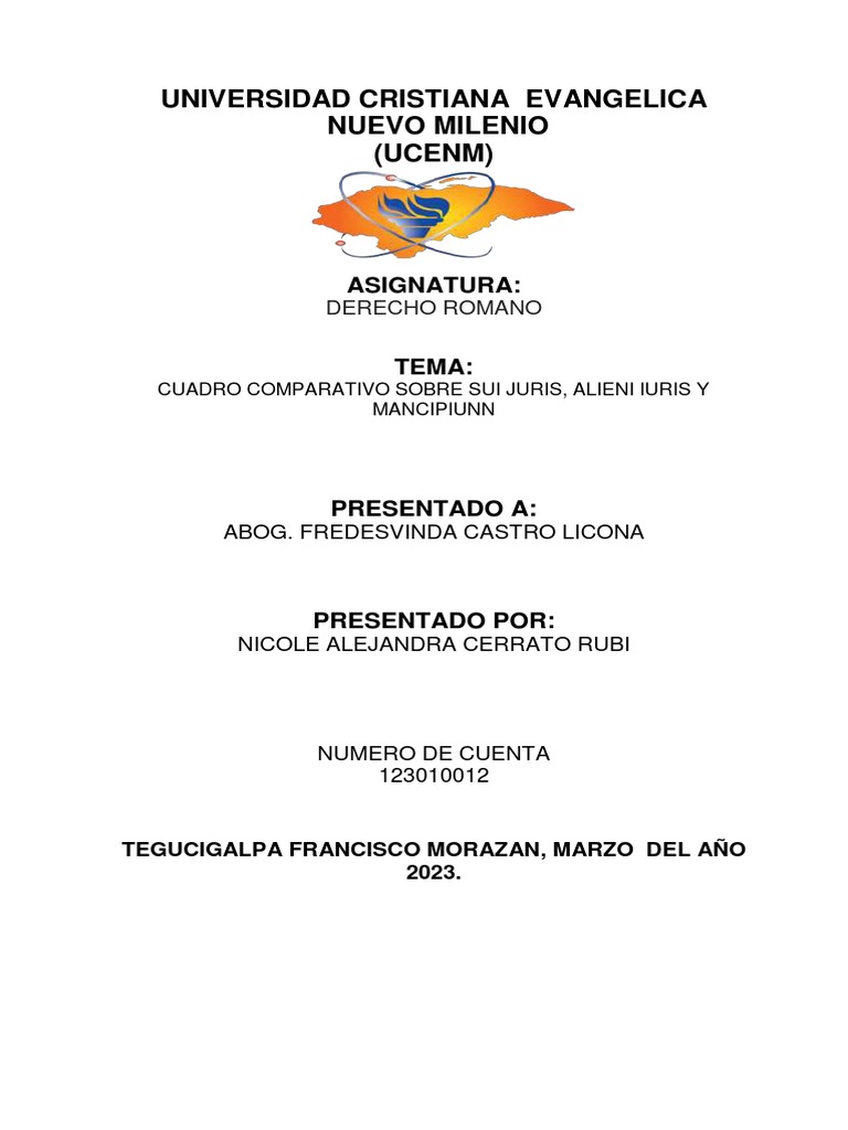 Comparativa: Sui Juris, Alieni Juris y Mancipium | PDF
