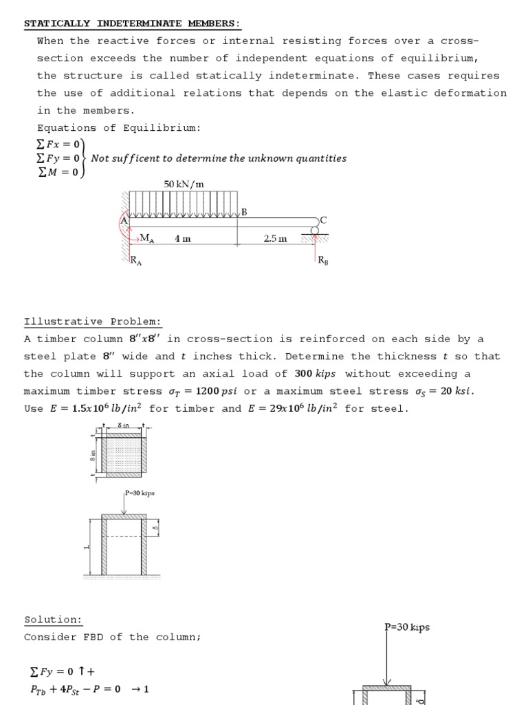 Es 13 Module 5 Statically Indeterminate Structures PDF | PDF | Stress (Mechanics) | Deformation ...