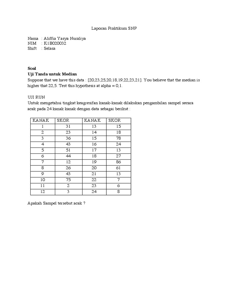 Laprak-Statistik Non Parametrik | PDF