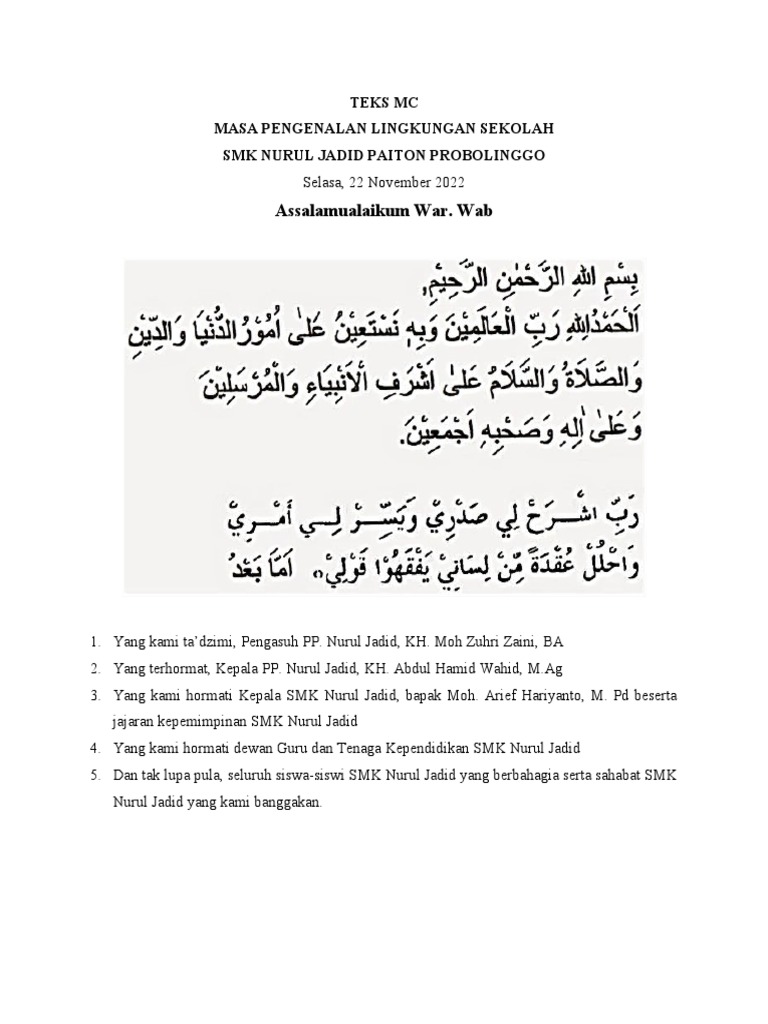 Teks MC MPLS | PDF | Agama & Spiritualitas