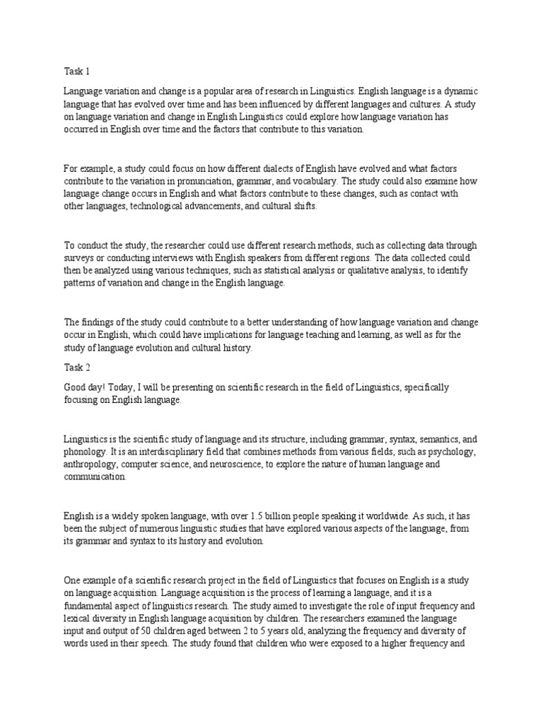 Task 1 | PDF | Linguistics | English Language