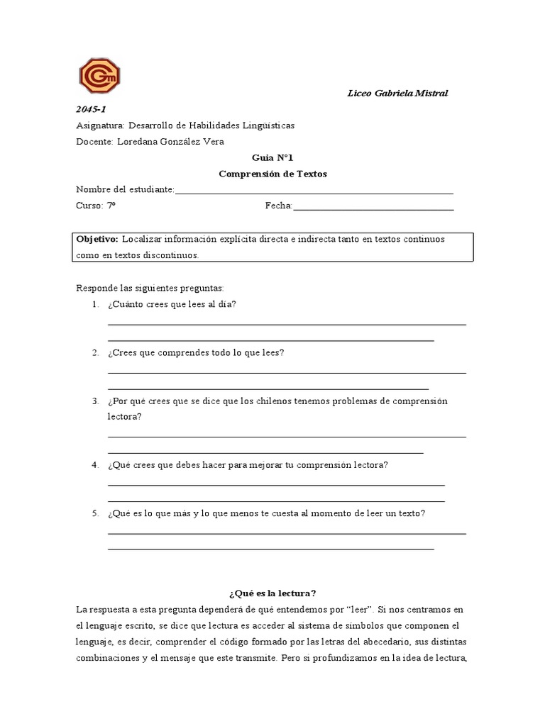 comprensión lectora 7 básico | PDF | Comprensión lectora