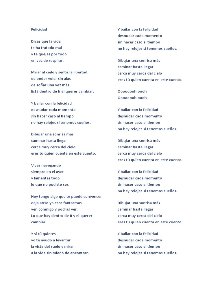 Letra Felicidad | PDF