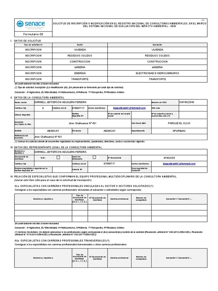 17.2-FORMULARIO-02-SOLICITUD-DE-INSCRIPCION-O-MODIFICACION Final 123 | PDF